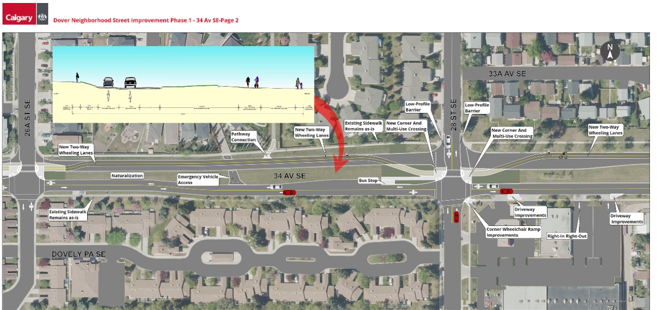 New Infrastructure and Federal Funding: 34 Ave SE in Dover – Bike Calgary
